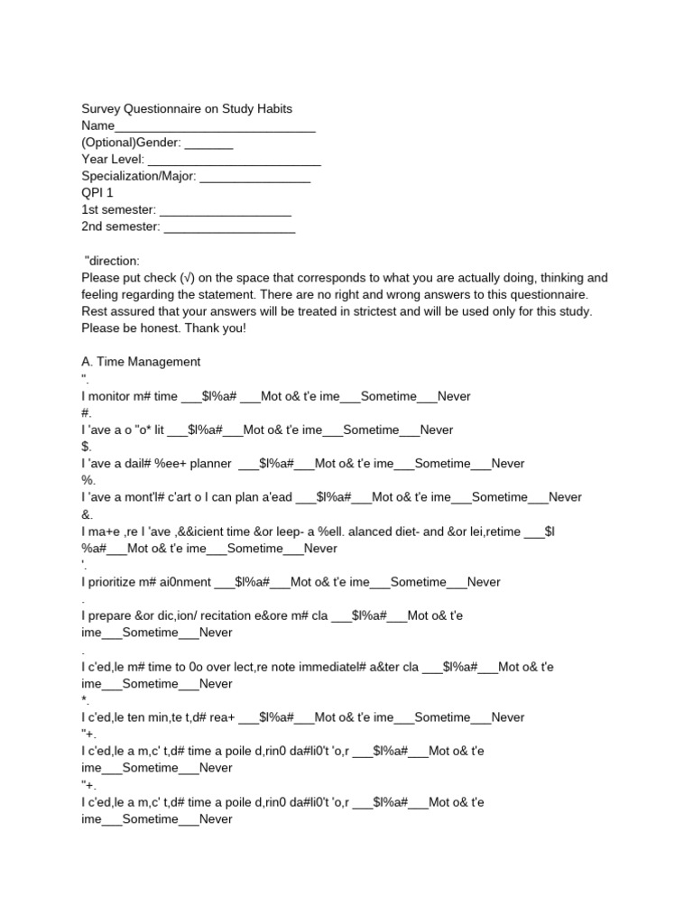 Survey_Questionnaire_on_Study_Habits[1] | PDF