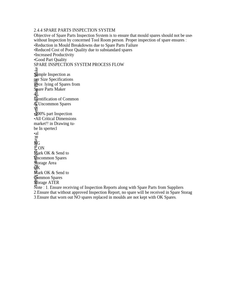 Spare Part Inspection Procedure | PDF