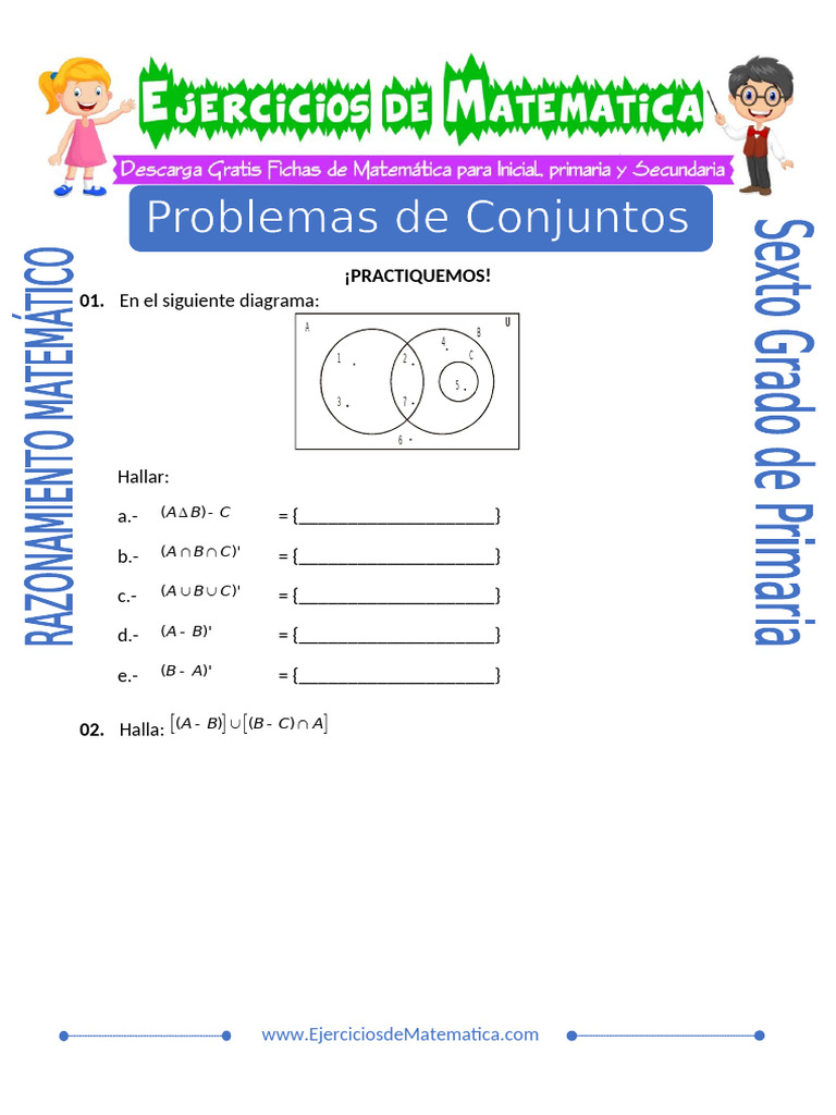 Ejercicios de Problemas de Conjuntos Para Sexto de Primaria | PDF