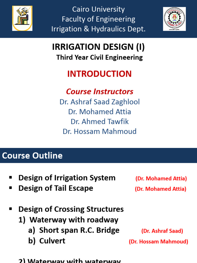 Lecture 1 - Introduction To Irrigation Structures | PDF | Dam | Pump