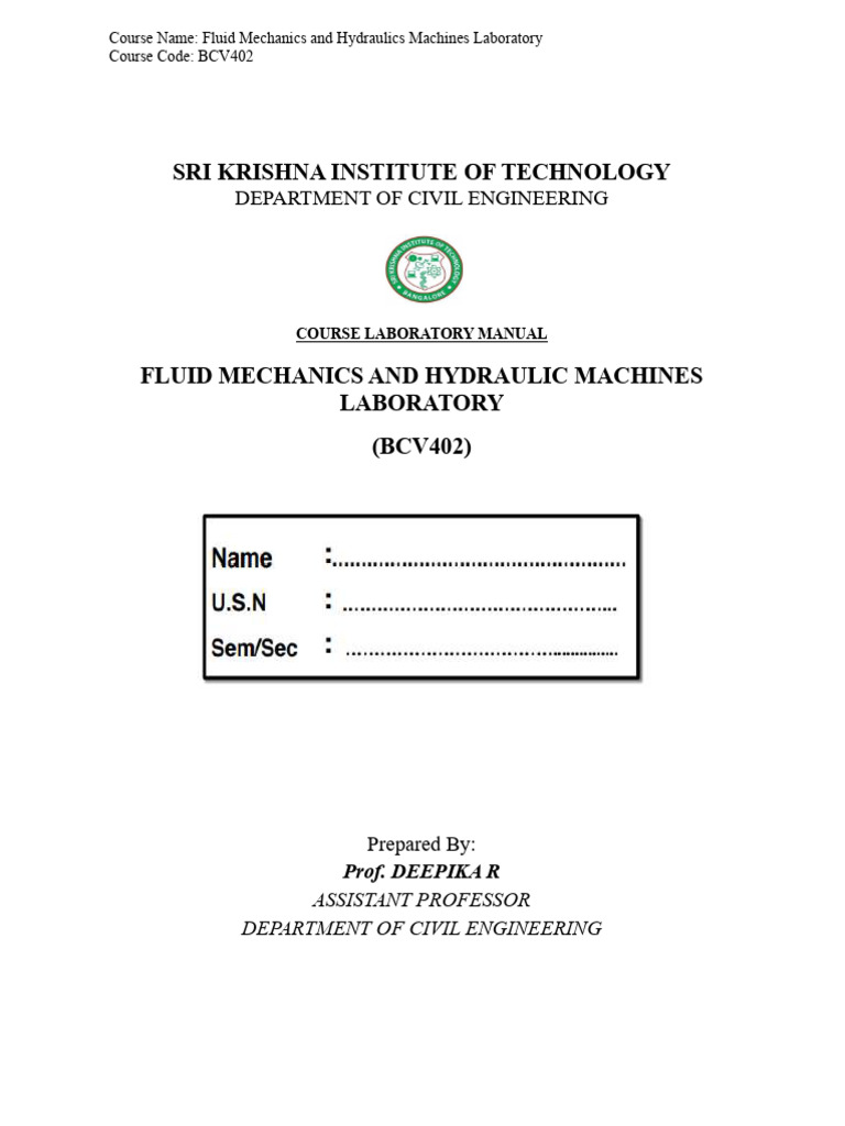 FM Lab Mannual | PDF | Spillway | Flow Measurement