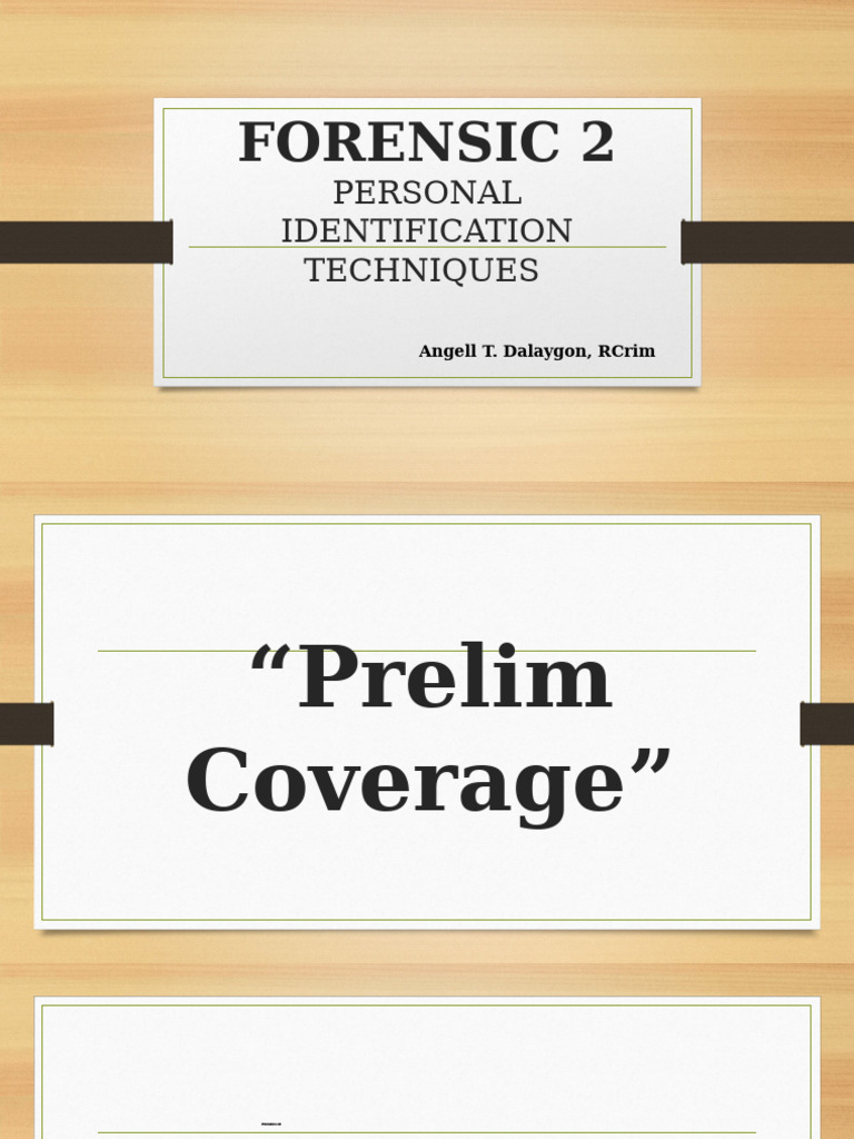 Personal Identification 1 1 | PDF | Fingerprint | Forensic Science