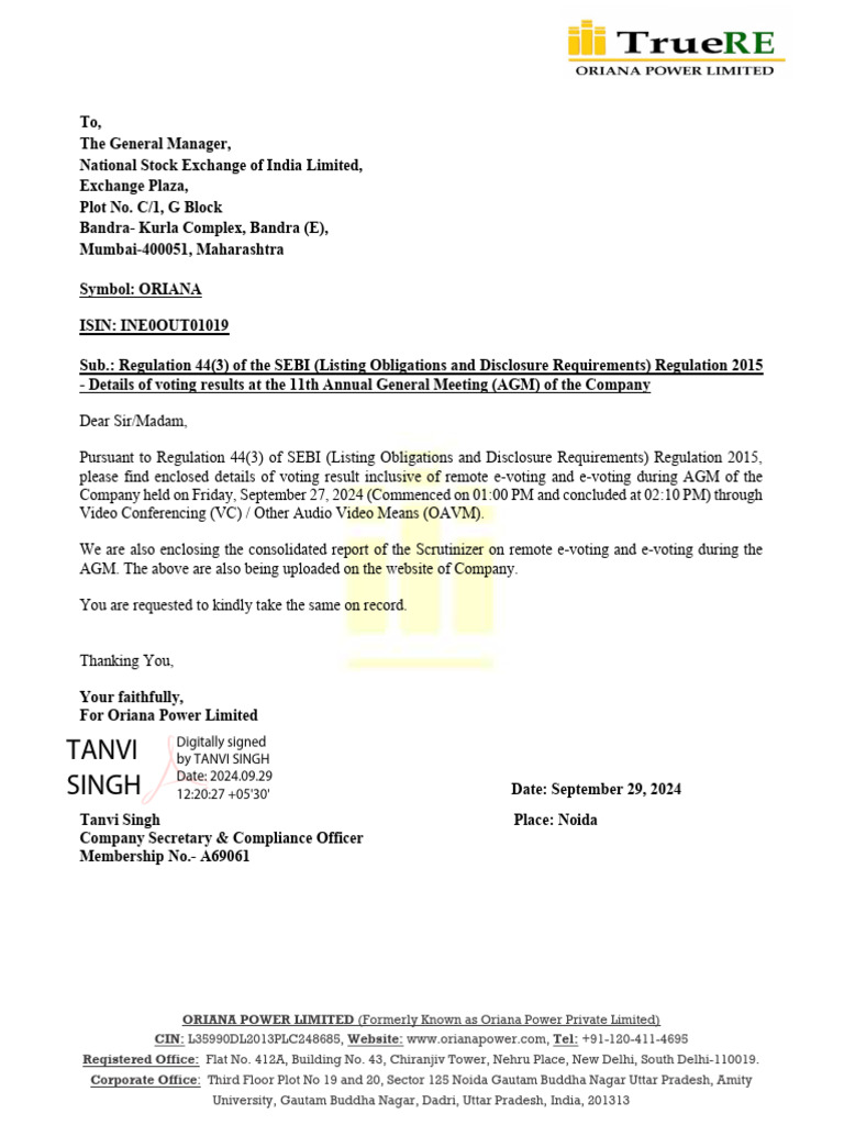ORIANA 29092024140038 Oriana EVoting AGM 290924 | PDF | Electronic ...