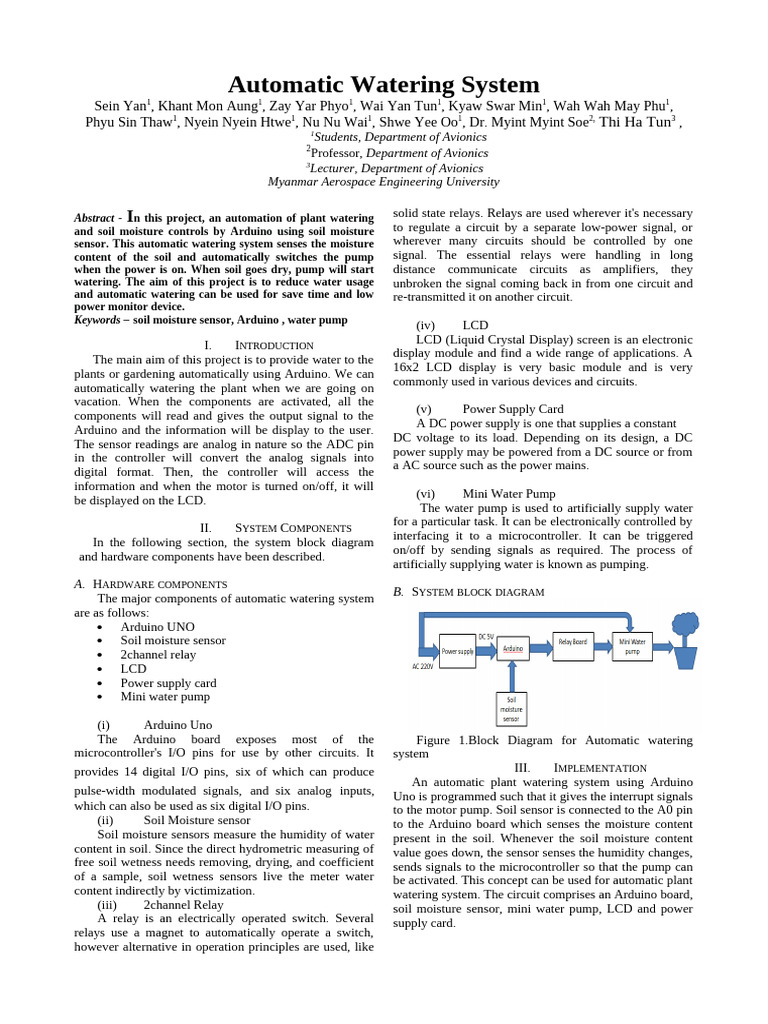 Arduino-Based Automatic Watering System | PDF | Power Supply ...