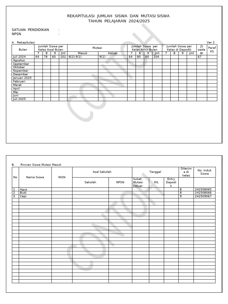 Form Rekap JS Dan MS Ver 2 | PDF
