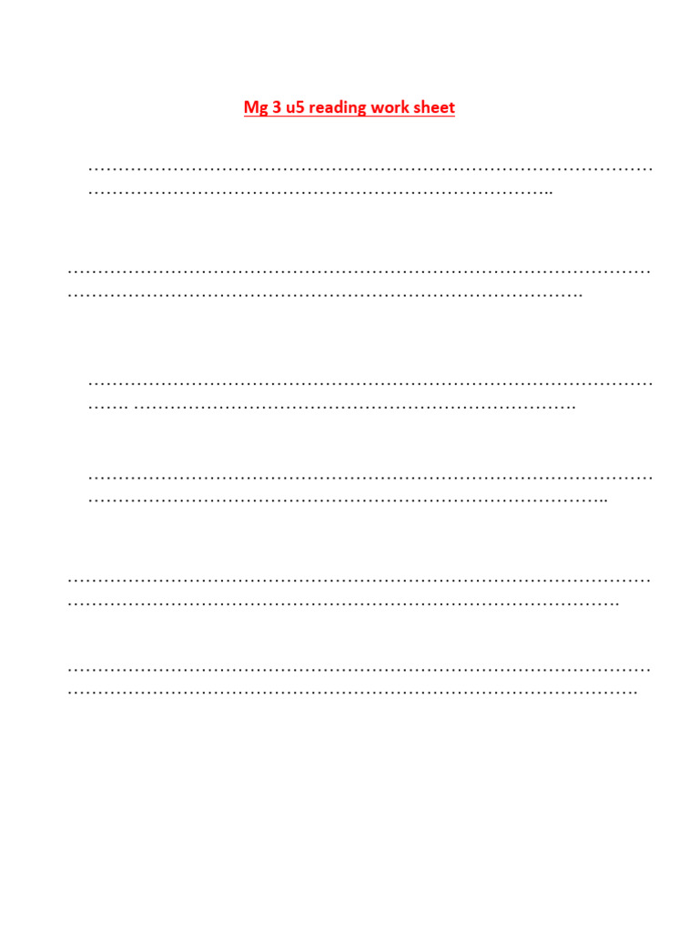 Mg 3 u5 Reading Work Sheet | PDF
