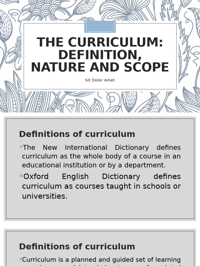 The Curriculum Definition and Scope | PDF | Curriculum | Learning