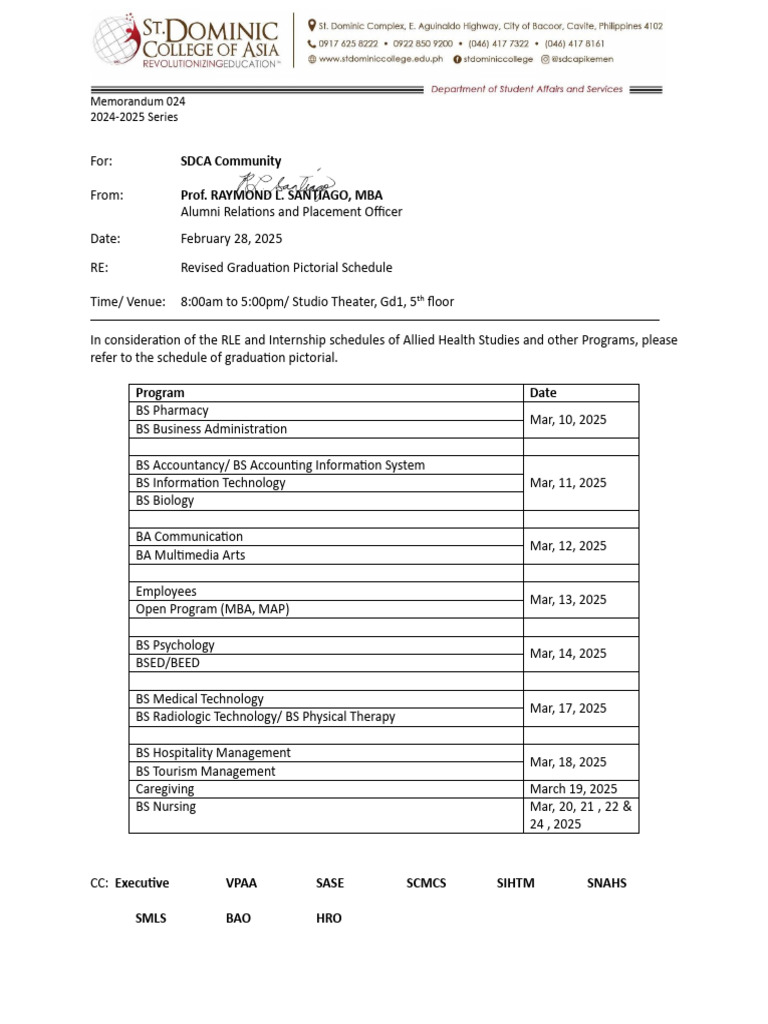 Graduation Pictorial Memorandum 024 Final Memo | PDF | Clothing