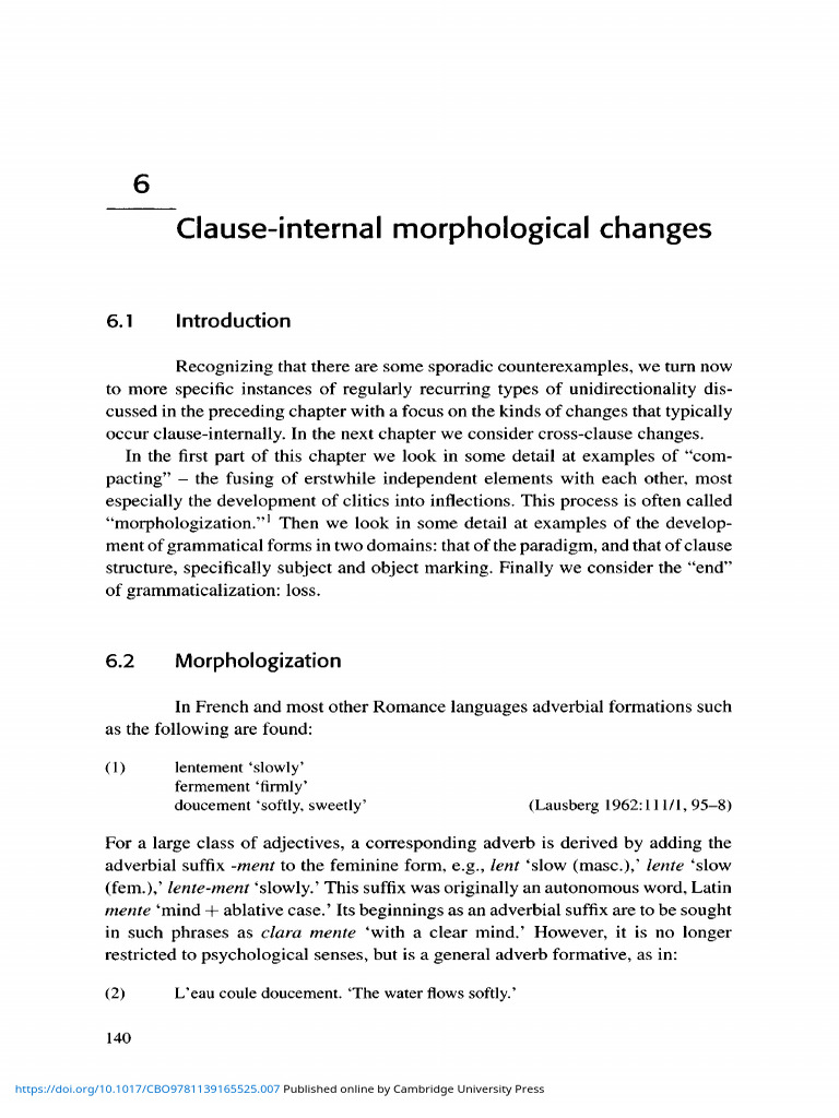 Clause-Internal Morphological Changes | PDF | Adverb | Word