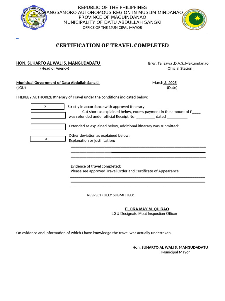 3 Travel Completed Format | PDF