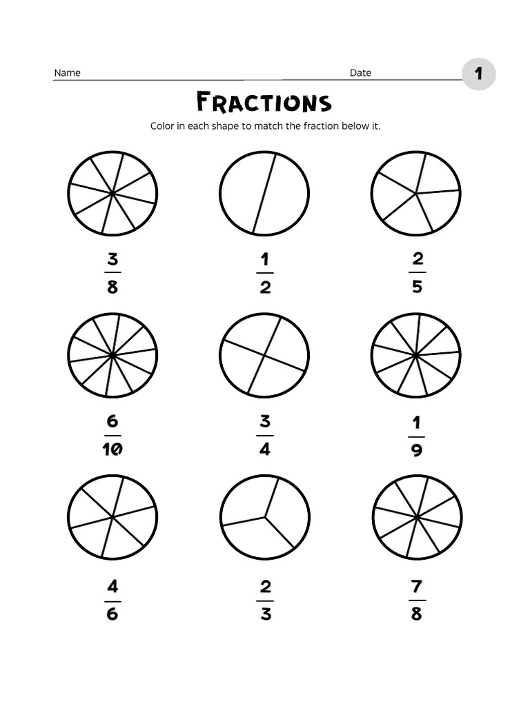 Color Fractions Worksheet | PDF