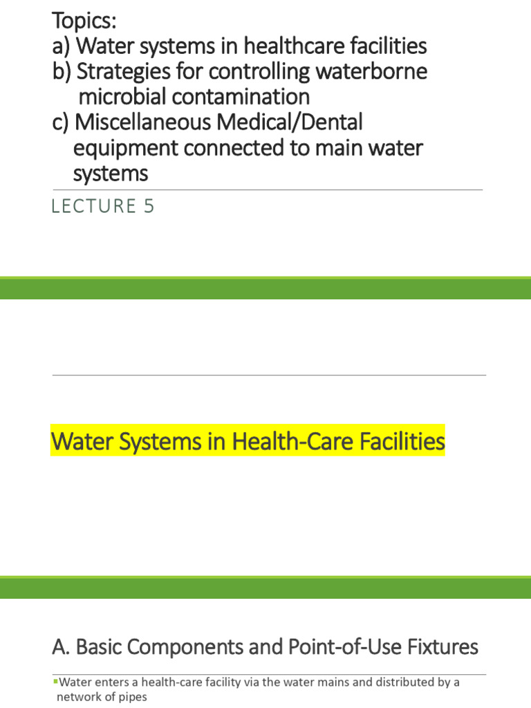 Lecture 5-Water System, Strategies For Controlling Waterborne ...