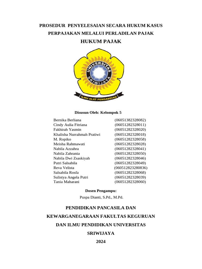 PROSEDUR PENYELESAIAN KASUS PERPAJAKAN KELOMPOK 5 Fixxx | PDF