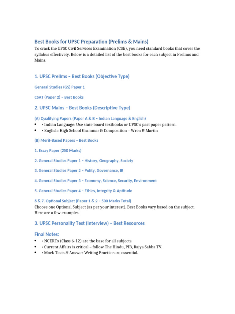 Best UPSC Books for Prelims & Mains | PDF