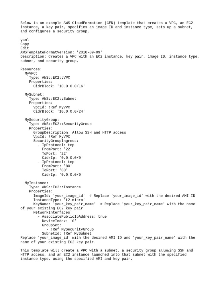 AWS CloudFormation (CFN) Template For Basic Network | PDF