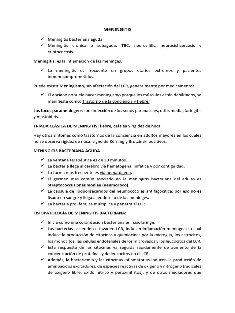 Meningitis: Tipos, Diagnóstico y Tratamiento | PDF | Meningitis ...