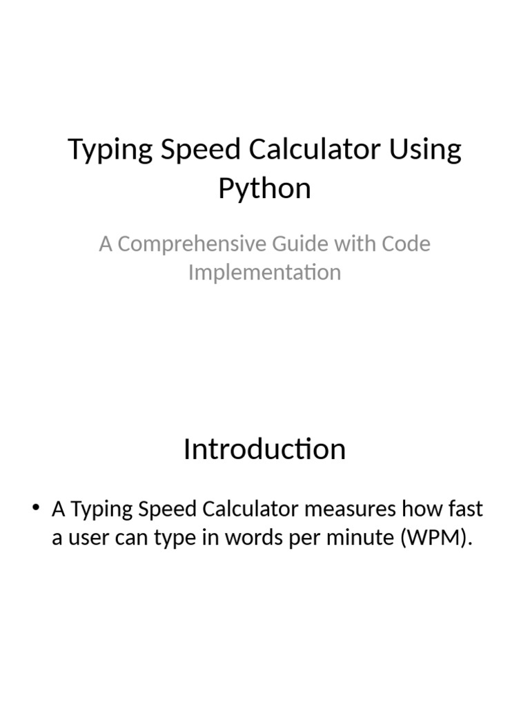 Typing Speed Calculator Python | PDF