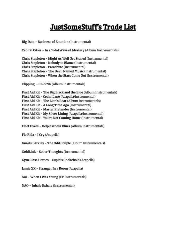 Trade List | PDF