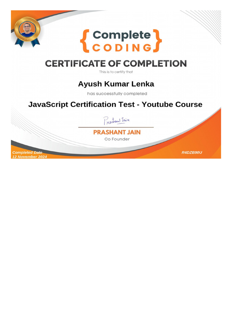 JavaScript Certificate | PDF
