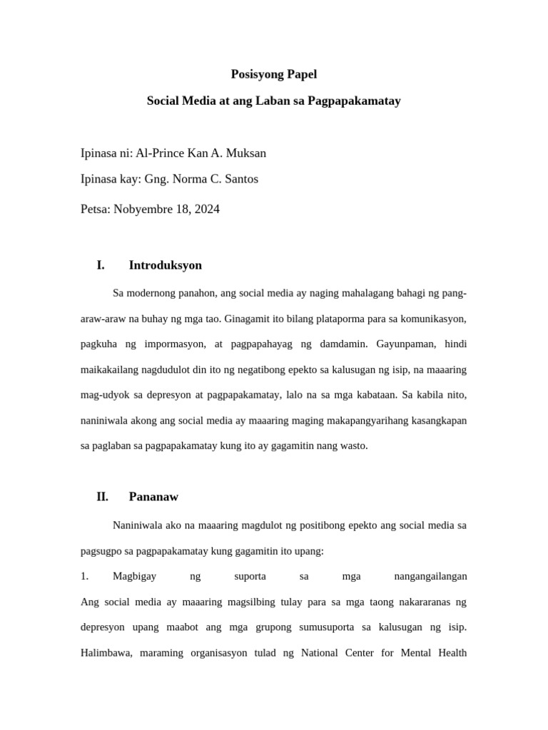 Social Media Position Paper | PDF