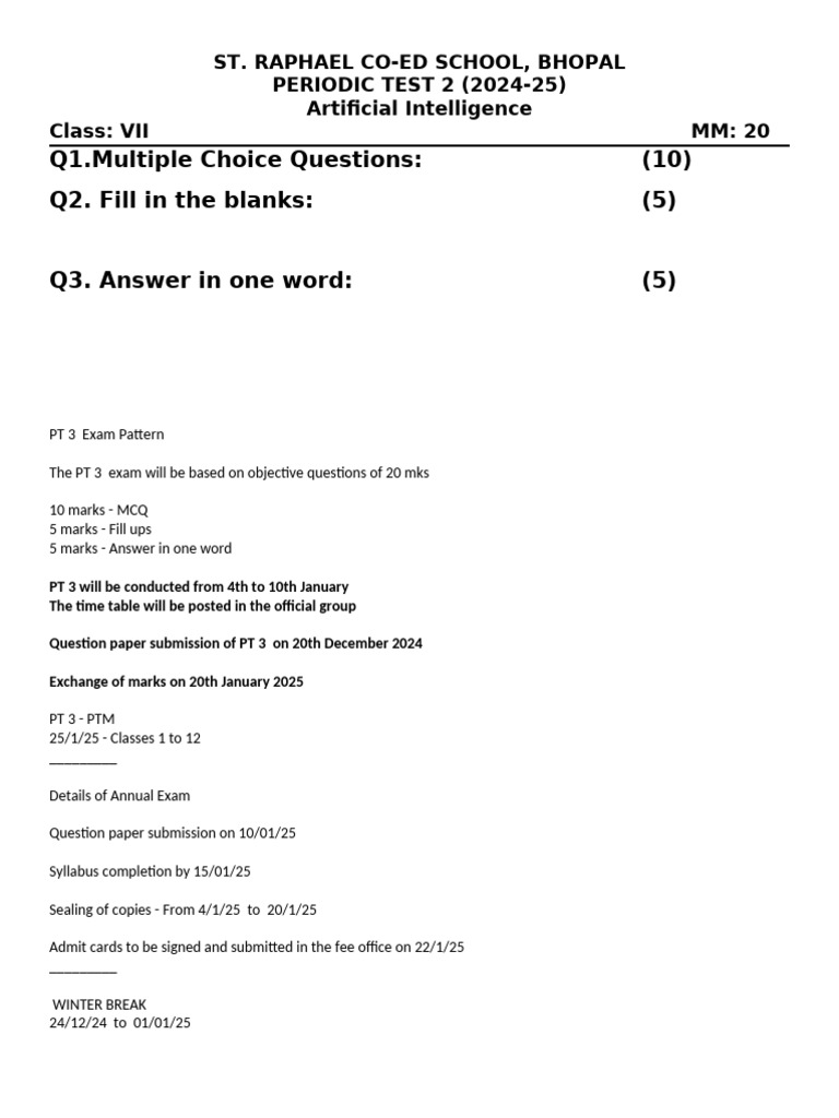 PT 3 Question Pattern | PDF