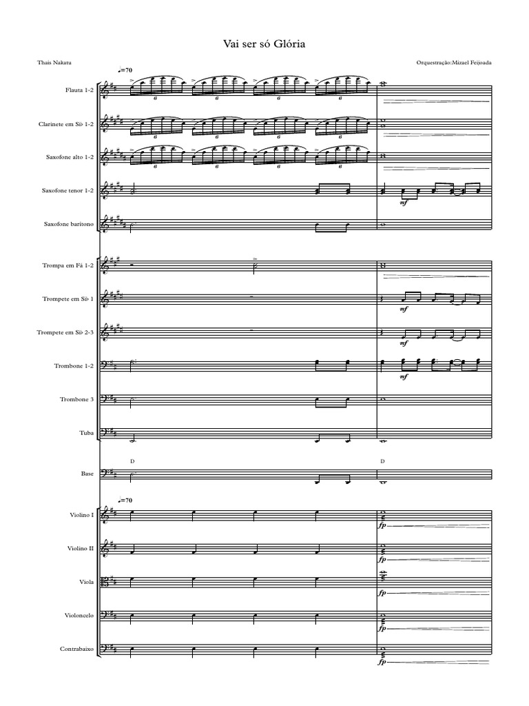 Vai Ser Só Glória (Thais Nakatu) - Partituras e Partes | PDF