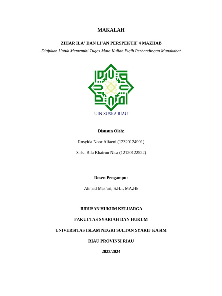 Zihar, Ila’, dan Li’an dalam Hukum Islam | PDF