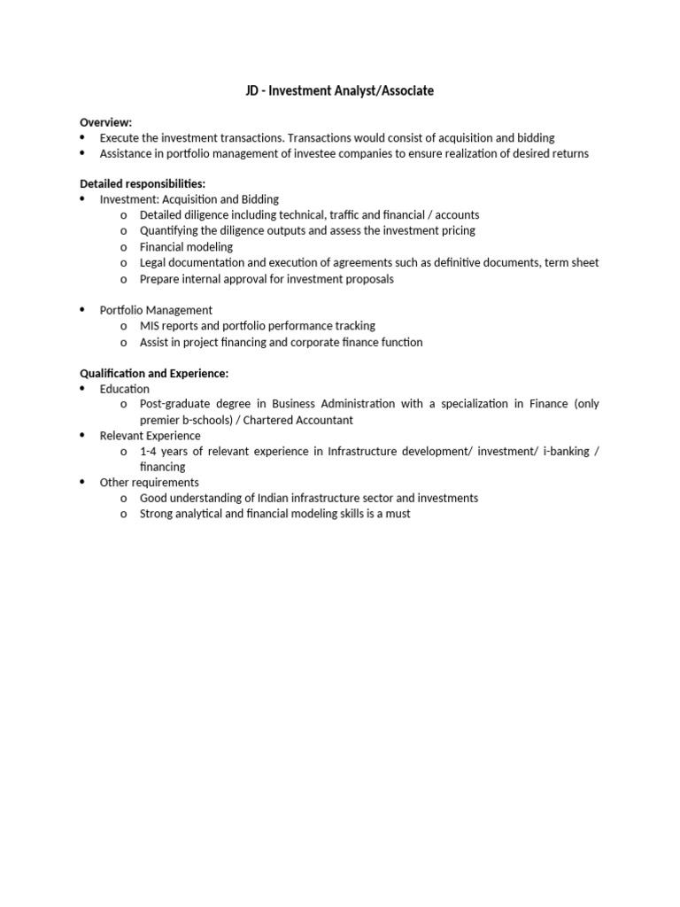 Investment Analyst/Associate JD | PDF