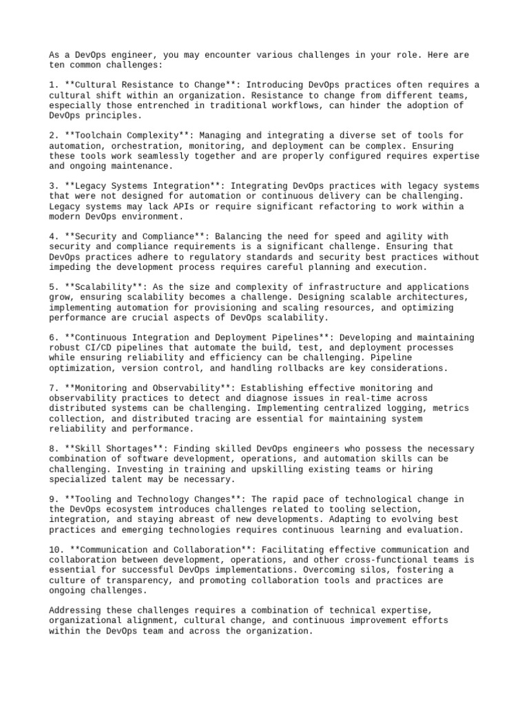 10 Challenges To Face As A DevOps Engineer | PDF | Computing ...