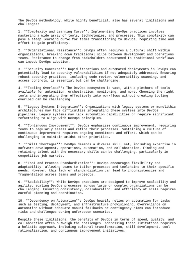 Limitations of The DevOps Methodology | PDF | Automation | Software ...