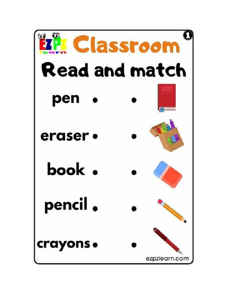 Match School Objects | PDF