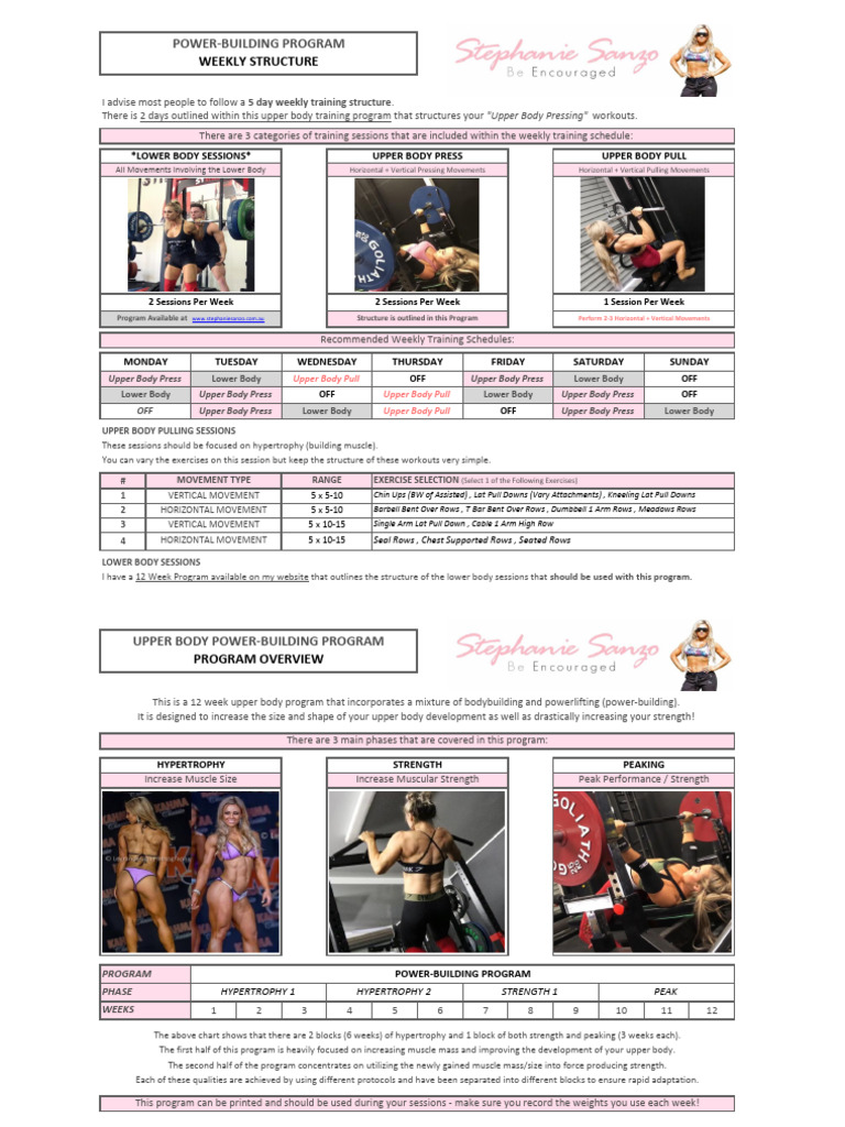 Upper Body Powerbuilding Program [15 pages] | PDF | Musculoskeletal System | Weight Training