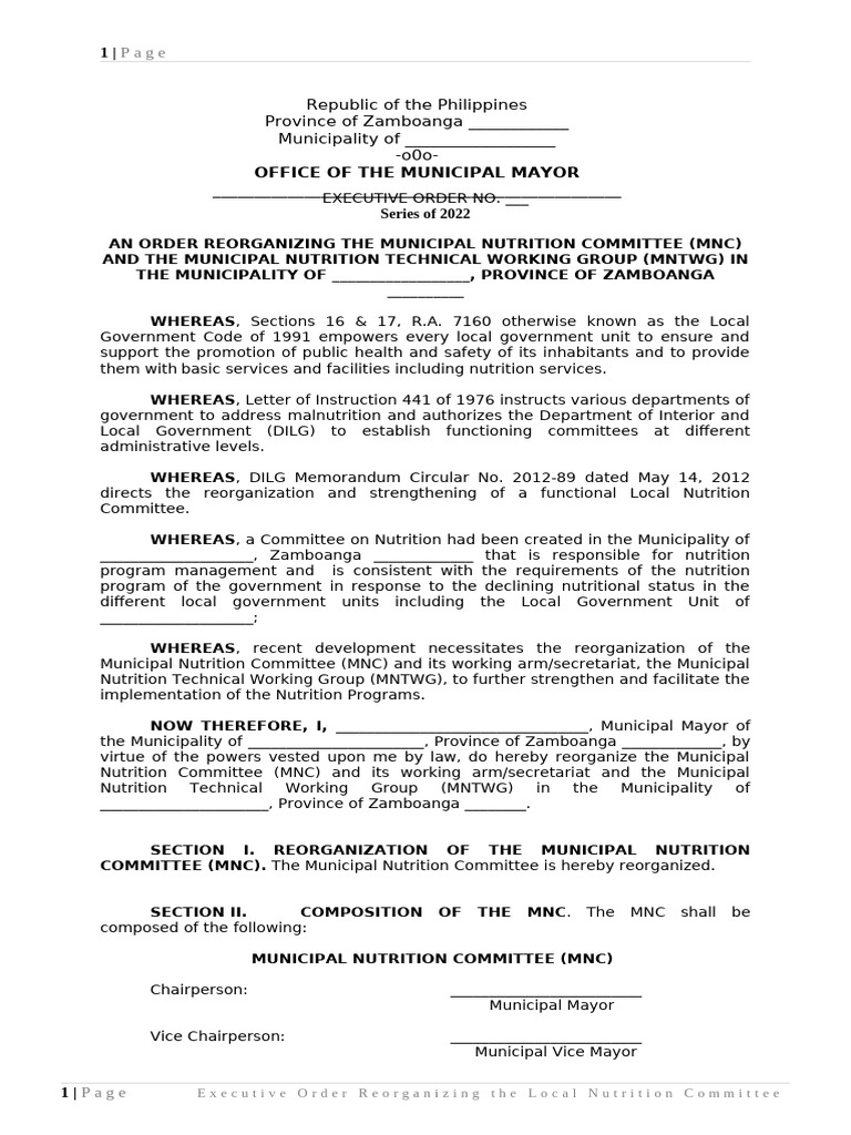 Executive Order MNC Reorganization_ZDS | PDF | Government | Governance