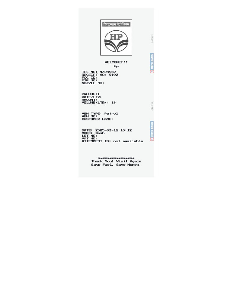 Fuel Bill Template 5 | PDF