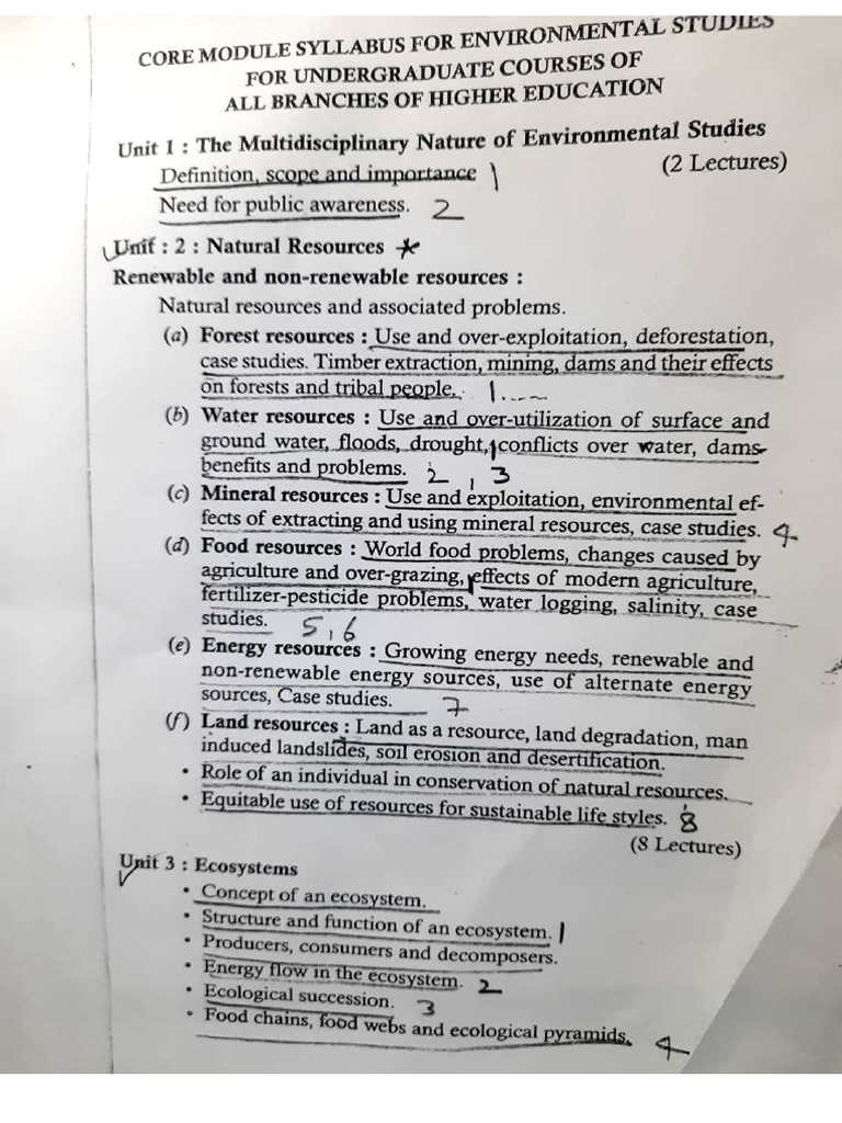 Evs Syllabus 1 | PDF