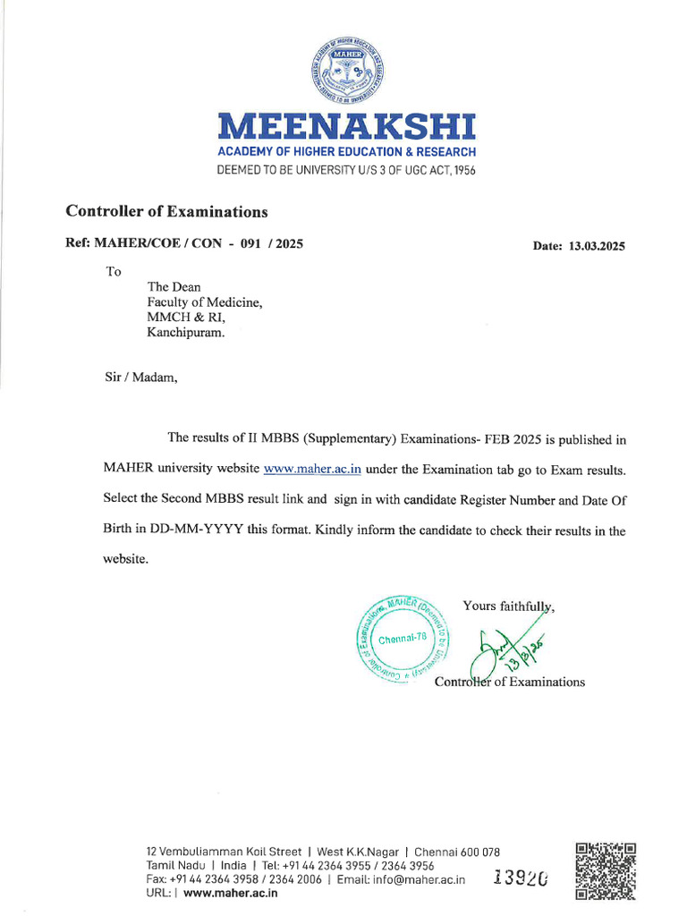 Circular Letter-Reg Results | PDF