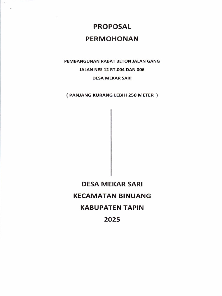 Proposal Rabat Beton Jalan Gang Ds - Mks | PDF