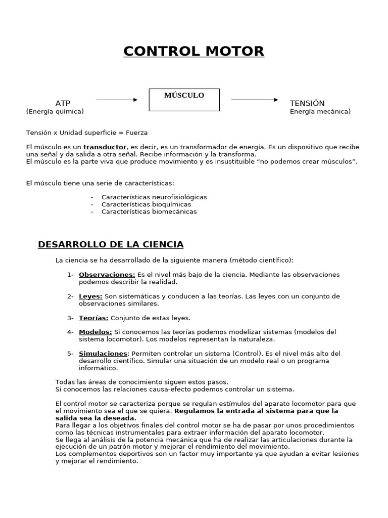 Control Motor | PDF | Contracción muscular | Fuerza