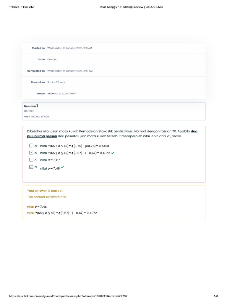 Kuis Minggu 14 - Attempt Review - CeLOE LMS | PDF