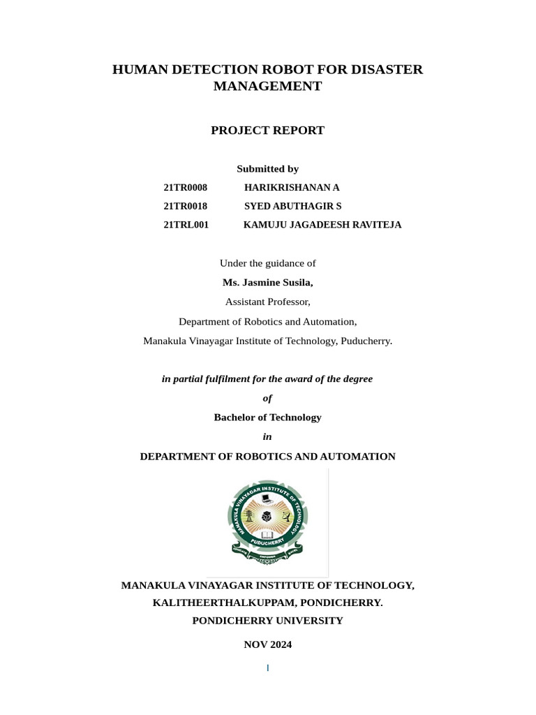 Human Detection Robot For Disaster Management | PDF | Lidar ...