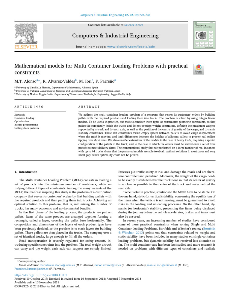 1-s2.0-S0360835218305527-main | PDF | Cargo | Truck