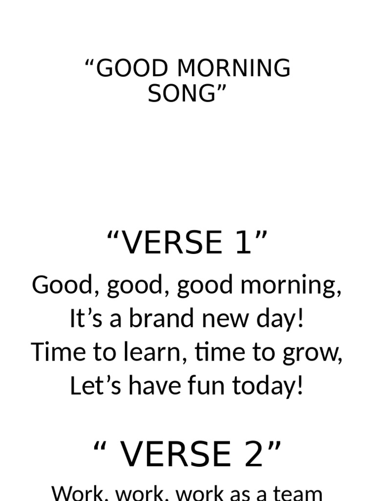 Good Morning Song | PDF