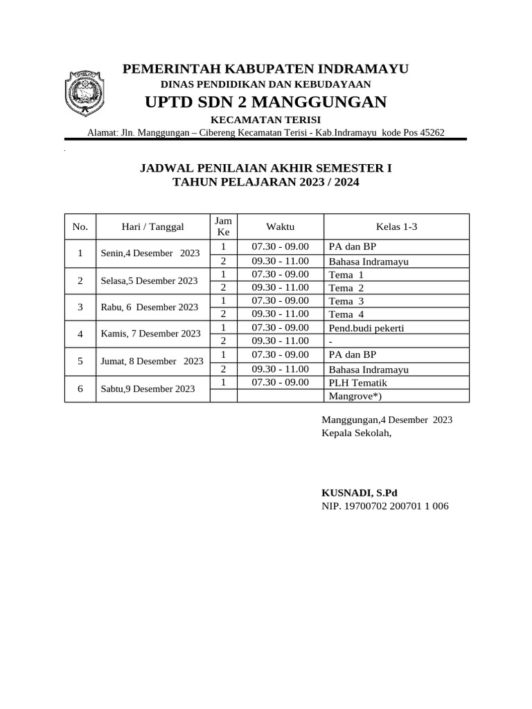JADWAL Uas SMT 1 2023 - 2024 | PDF