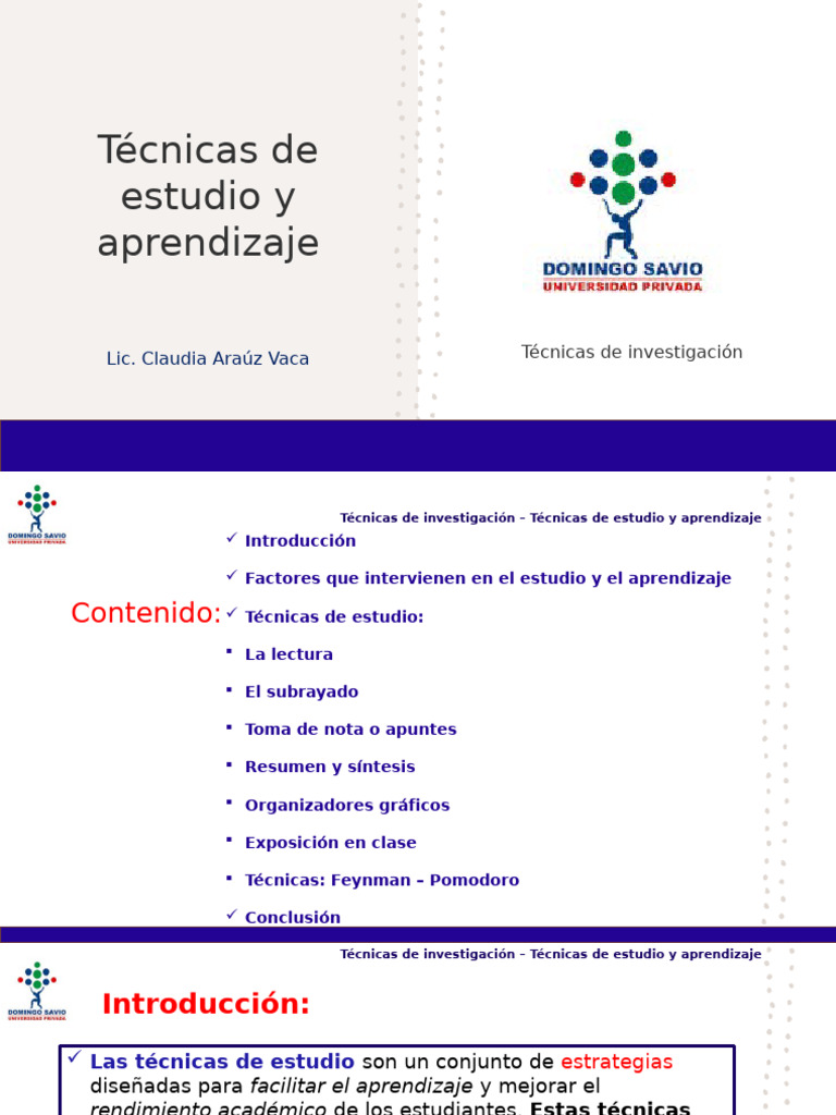 Tema I - Técnicas de estudio y aprendizaje | PDF | Habilidades de estudio | Aprendizaje