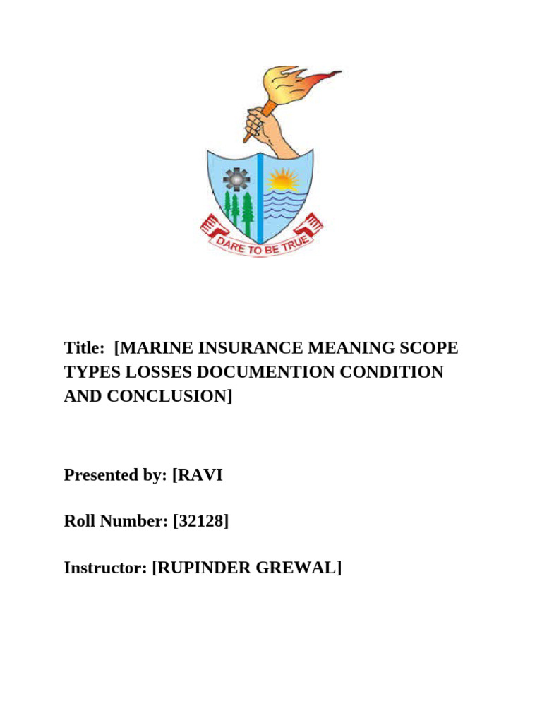Marine Insurance: Types and Scope Explained | PDF | Insurance | Cargo