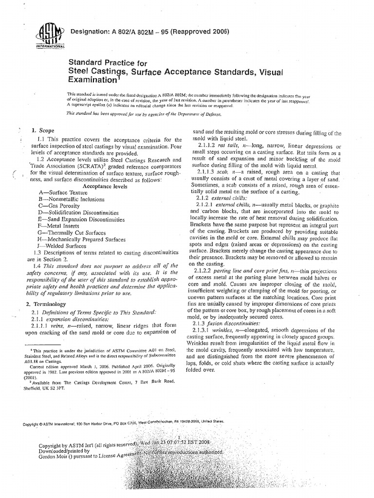 9 Astm A 802 - Standard Procedure For Steel Castings - Surface ...