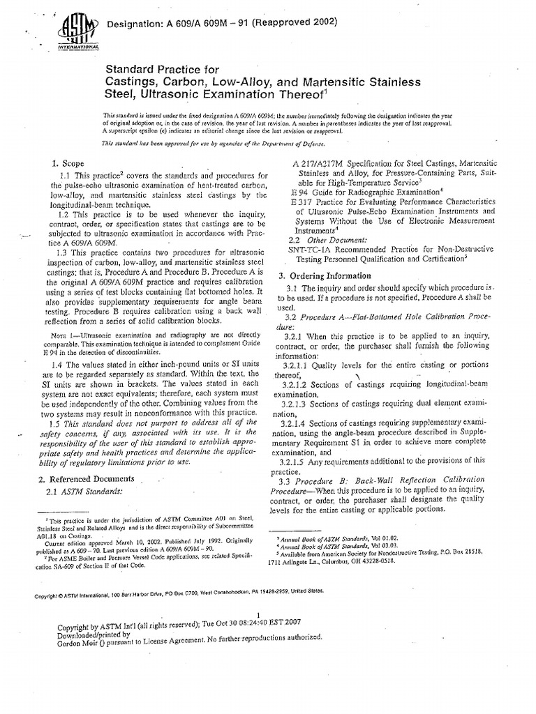6 Astm A 609 - Ultrasonic Testing of Castings | PDF