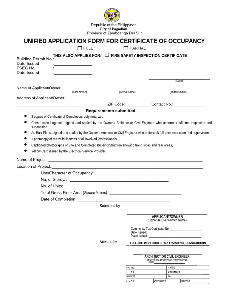 Unified Application Form For Coc | PDF