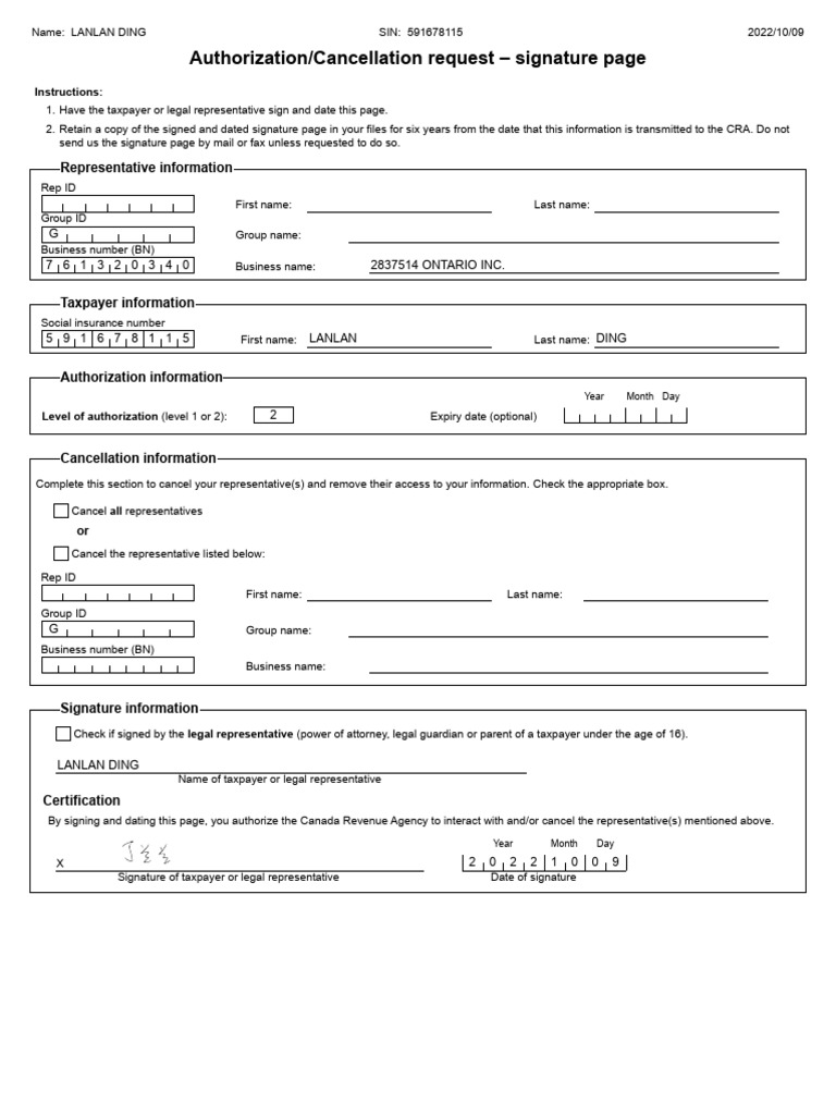 Lanlan Ding Authrep 2022-10-09 | PDF | Taxes | Taxation