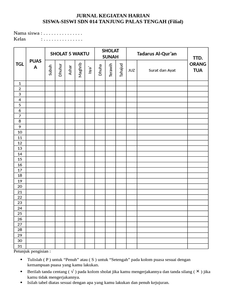 Tabel Ramadan | PDF